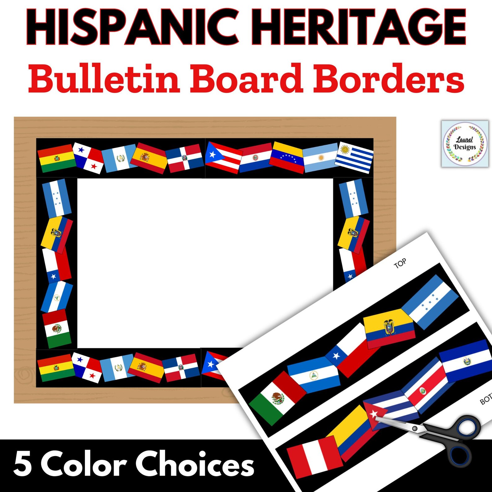 Hispanic Heritage Month Flag Bulletin Board Borders, Spanish Flag ...