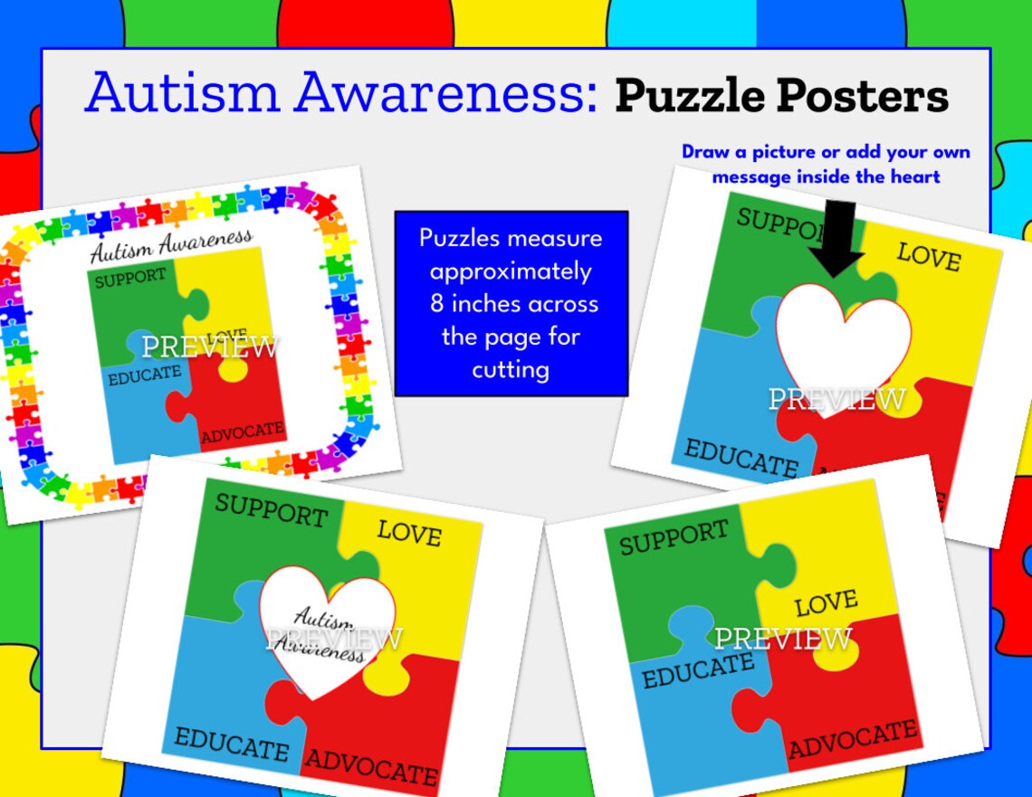 Autism Awareness Bulletin Board, Poster Set, Student Worksheet ...