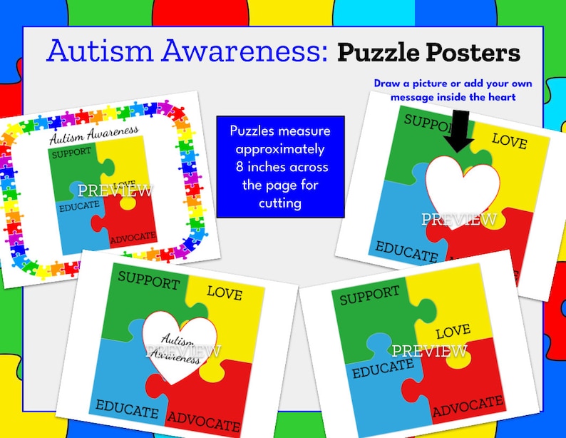 Autism Awareness Bulletin Board, Poster Set, Student Worksheet ...