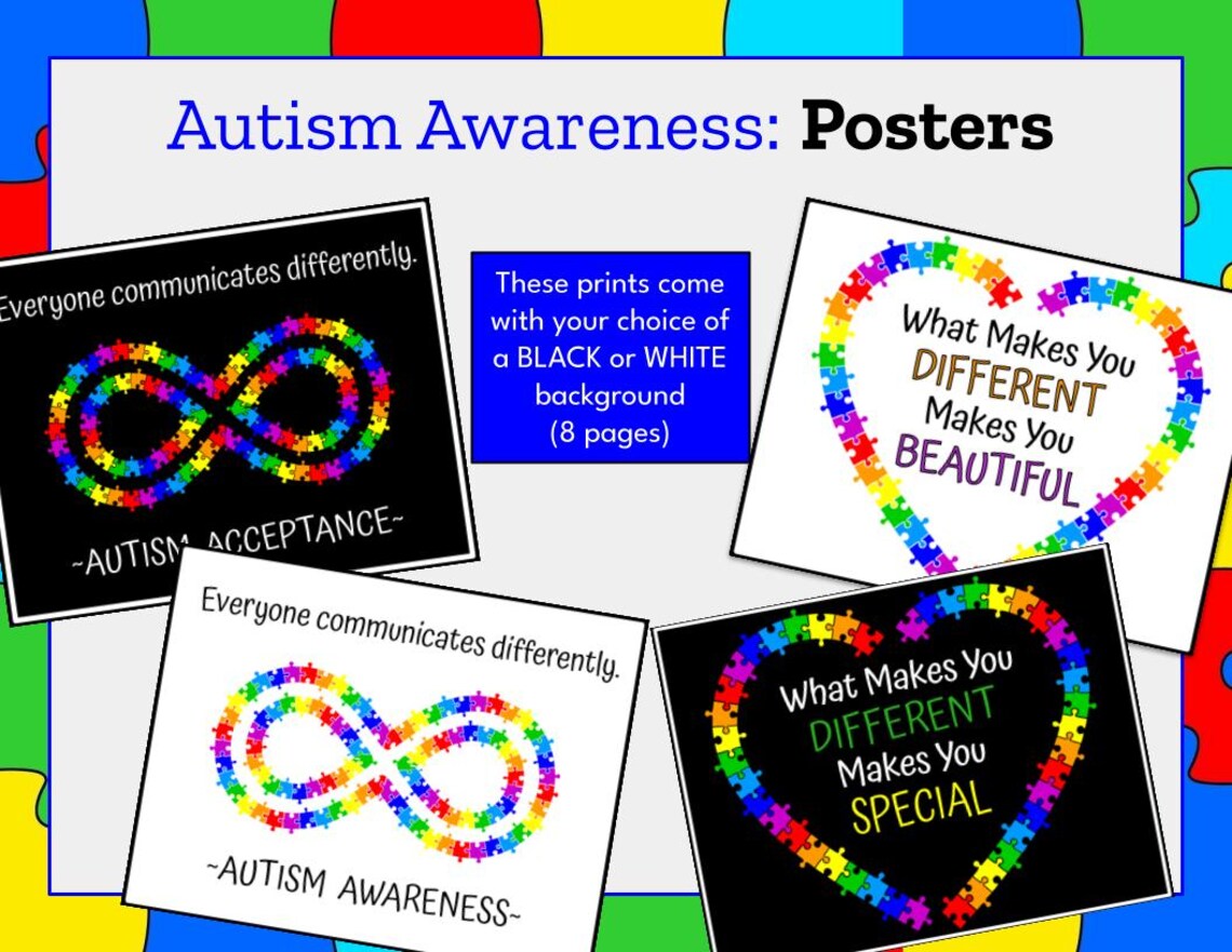 Autism Awareness Bulletin Board, Poster Set, Student Worksheet ...