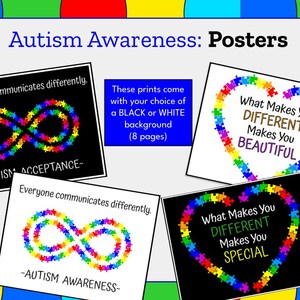 Autism Awareness Bulletin Board, Poster Set, Student Worksheet ...