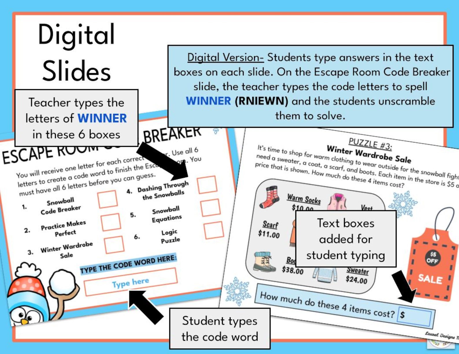 Snowball Fight Escape Room, Winter Escape Room, Winter Challenge, Snow ...