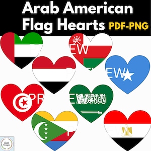 Arab American Heritage Month Flag Hearts Printables- Set of 22 ...