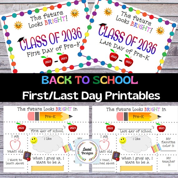Pre-k-back to School-first Day-last Day/class of 2036 Digital - Etsy