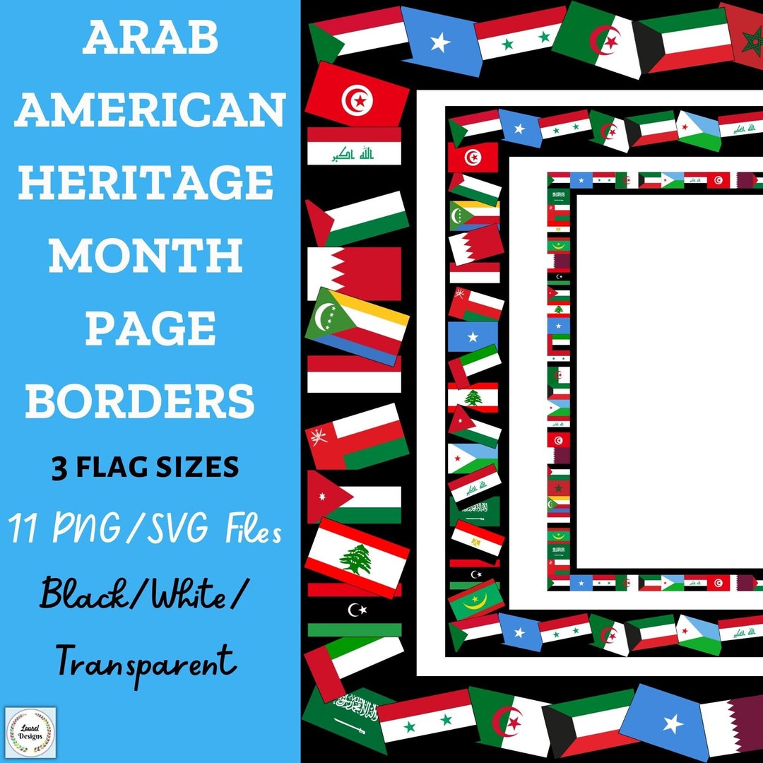 Arab Flags Page Borders-frames, Arab American Heritage Month Flags Page ...
