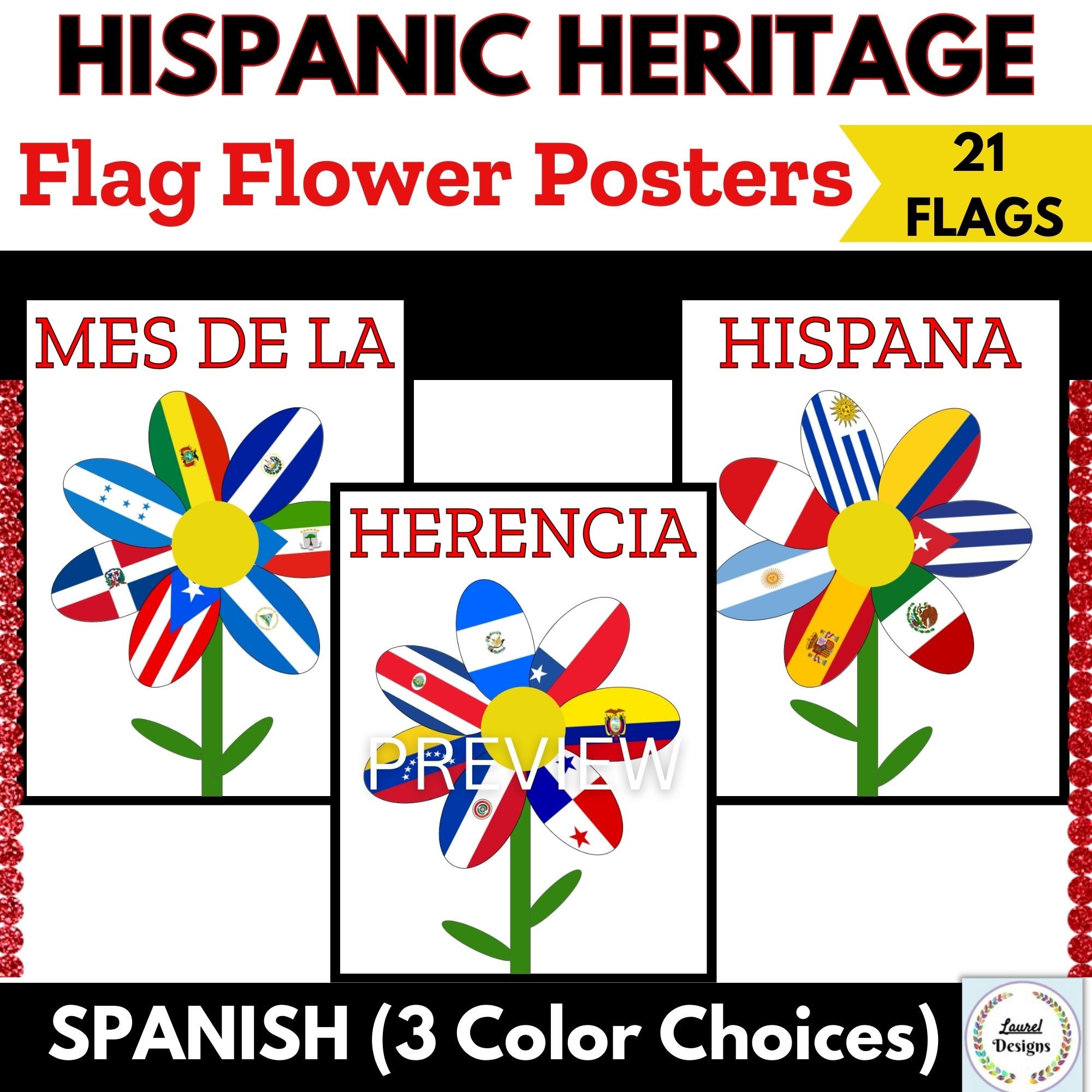 Hispanic Heritage Month Flag Posters, Mes De La Herencia Hispana ...
