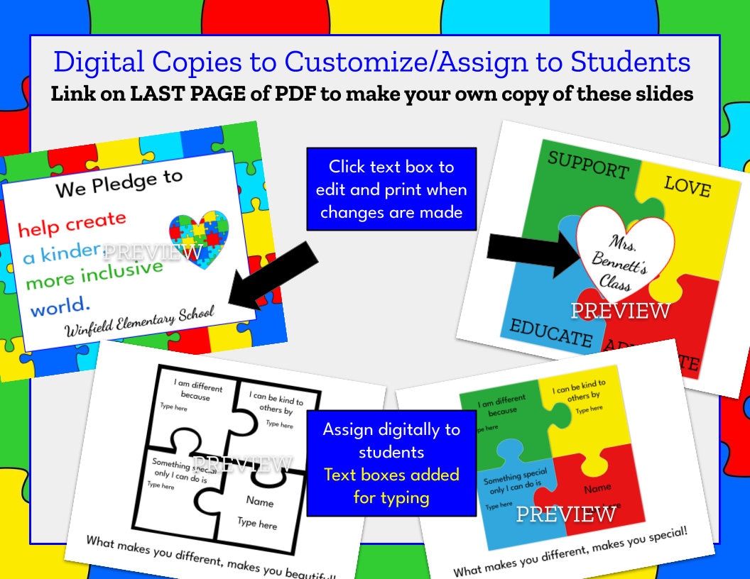 Autism Awareness Bulletin Board, Poster Set, Student Worksheet ...