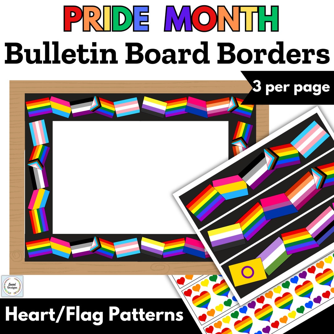 Pride Month Bulletin Board Borders, LGBTQ, Rainbow Flags, Rainbow ...