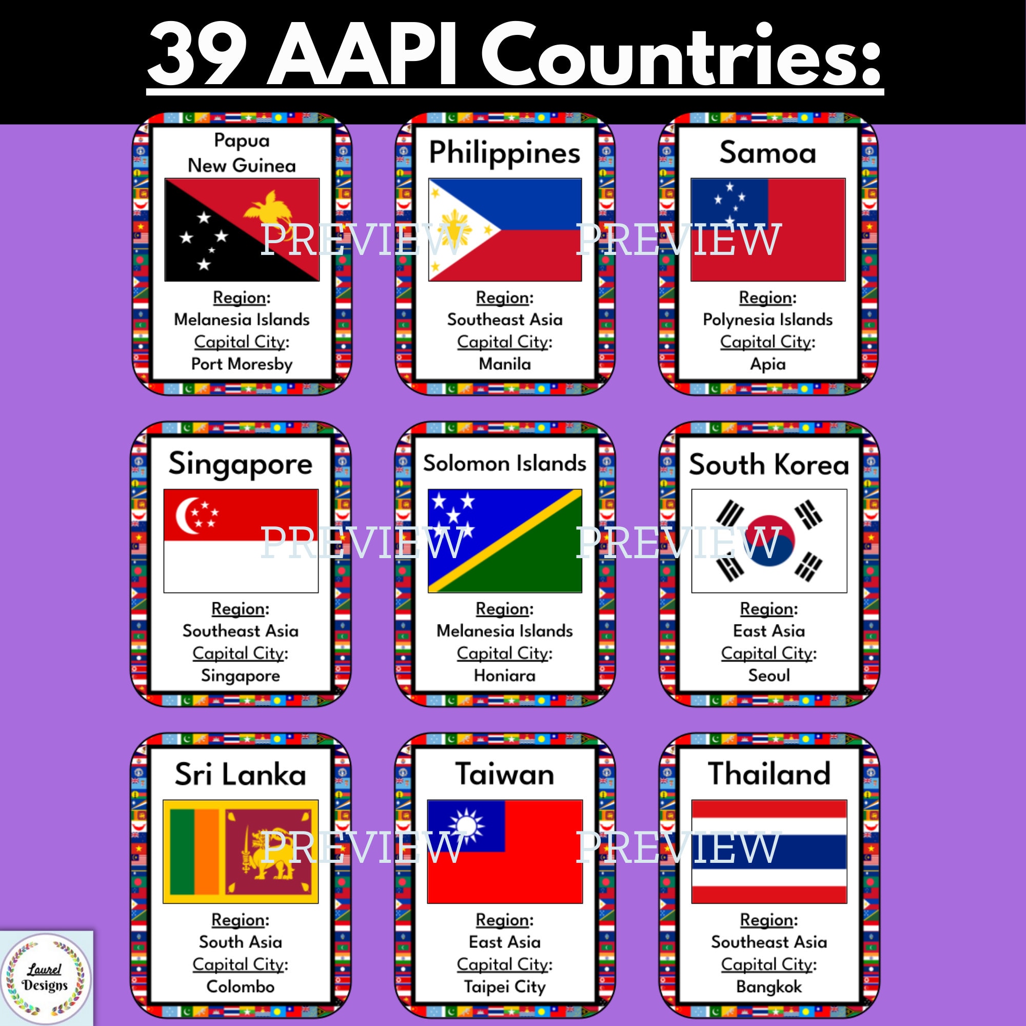 Printable AAPI Heritage Month Flash Cards, Asian American Pacific ...