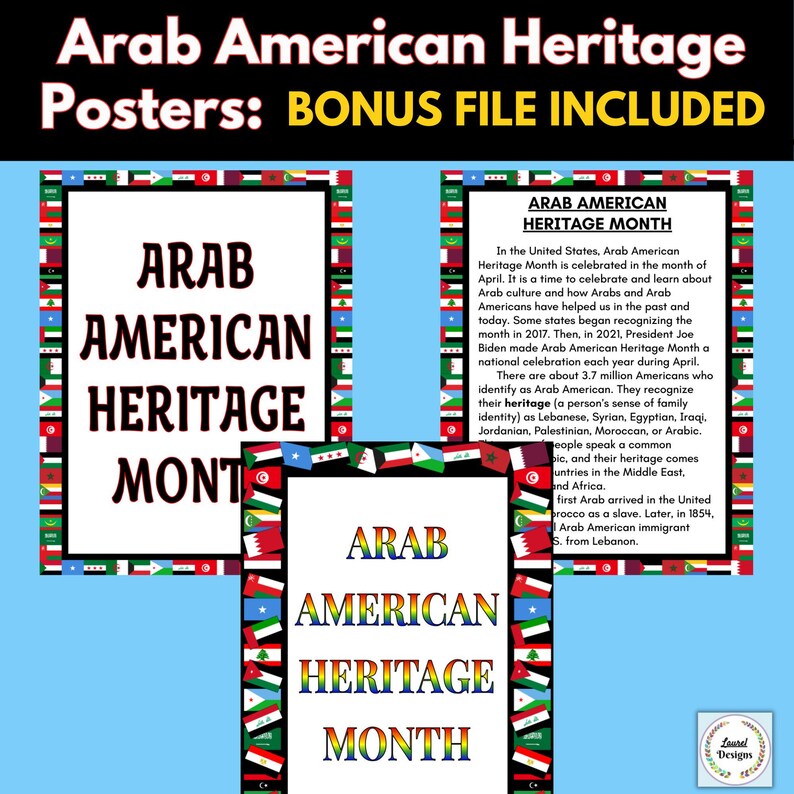 Arab American Heritage Month Bundle, Bulletin Board Decor, Flag Theme ...
