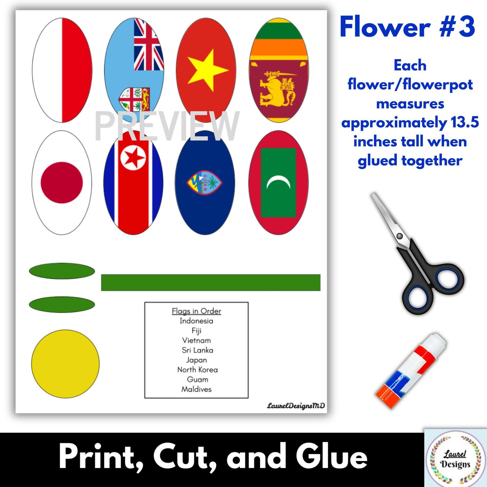 Printable AAPI Heritage Month Flag Flowers Craft, Asian American ...