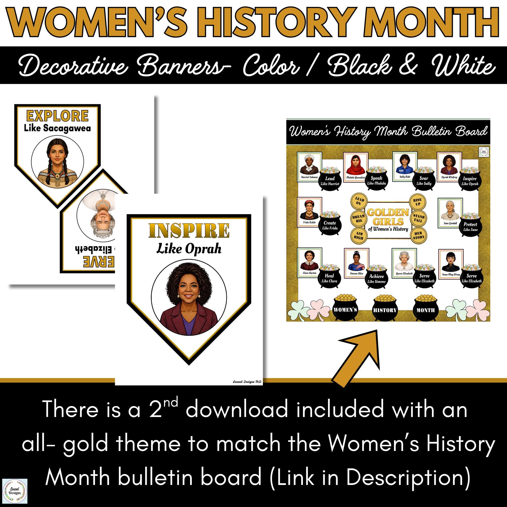 Women's History Month Banners, Women's History Month Pennants, Coloring ...