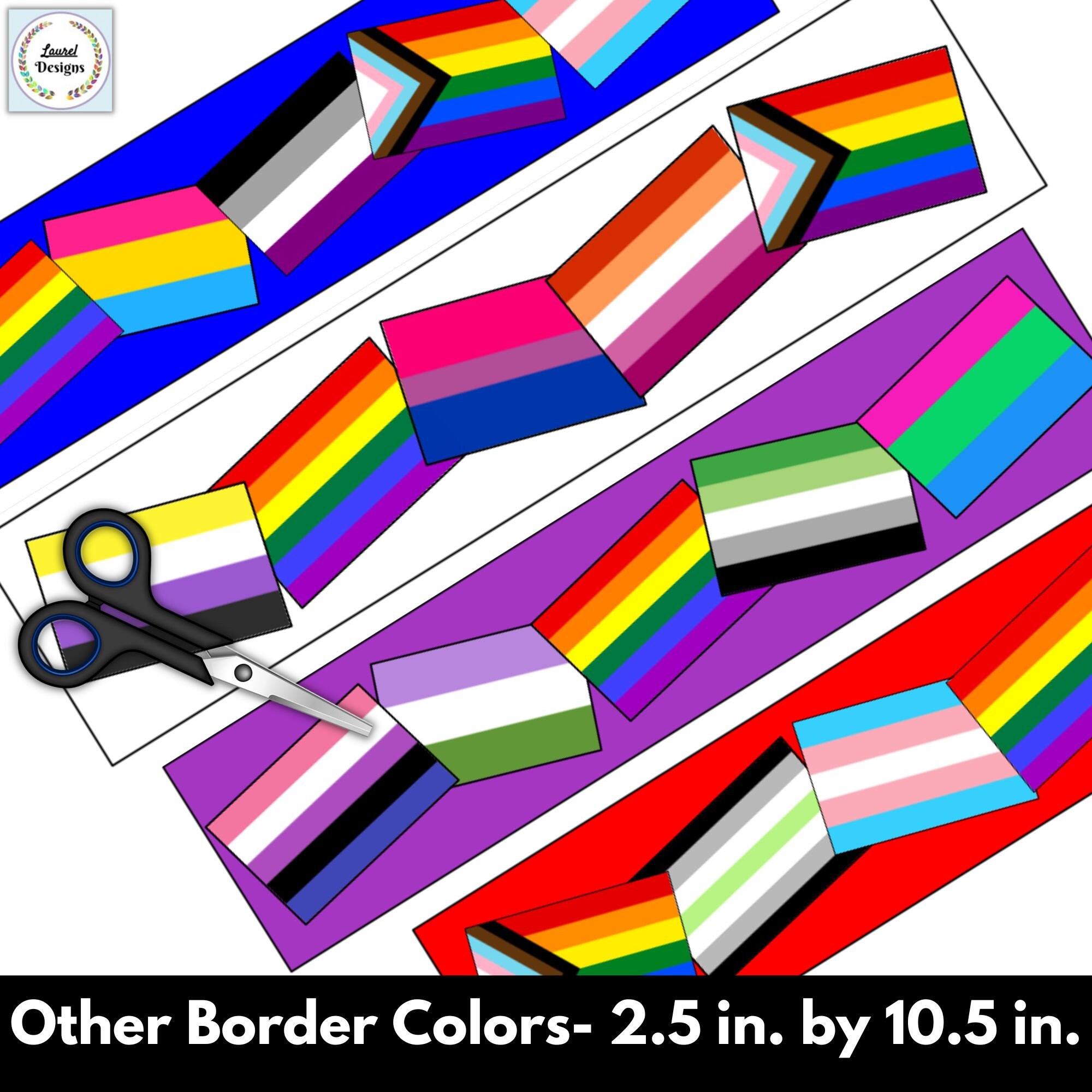 Pride Month Bulletin Board Borders, LGBTQ, LGBTQIA+, Rainbow Flags ...