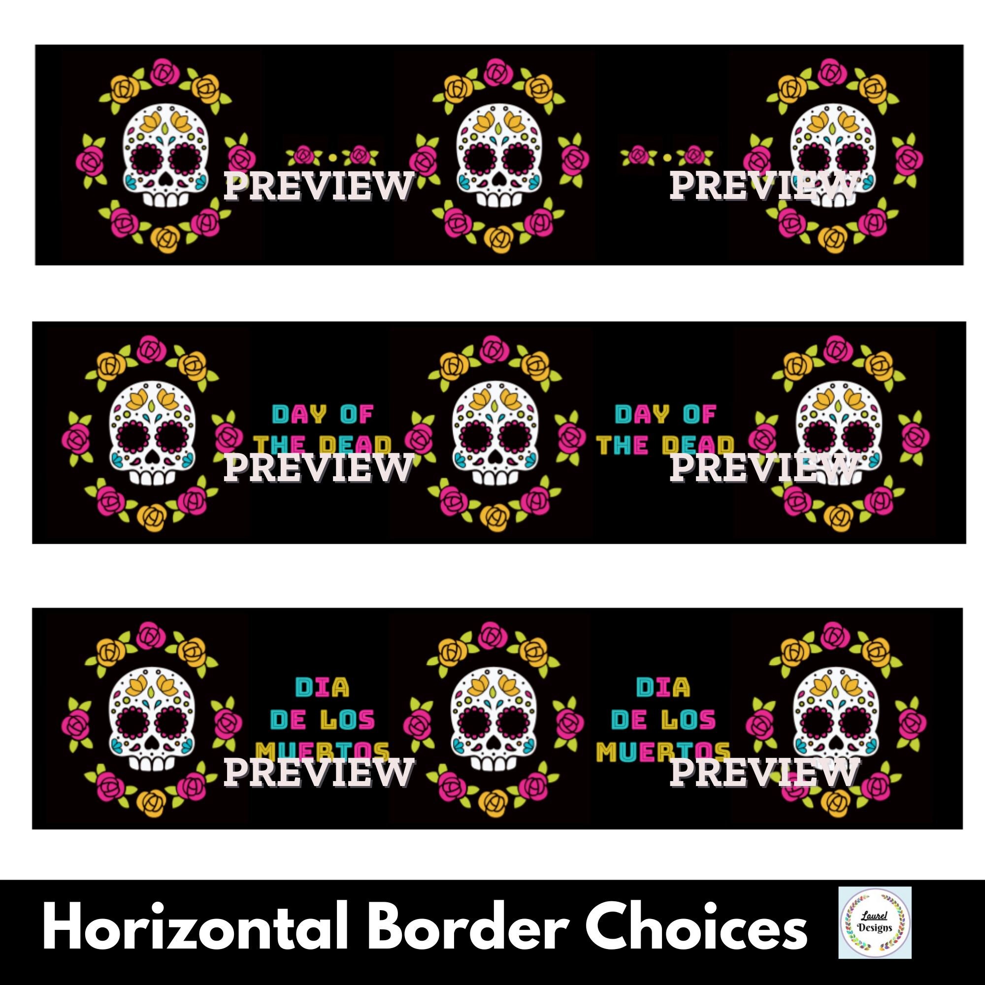 Day of the Dead Bulletin Board Borders, Dia De Los Muertos Borders ...