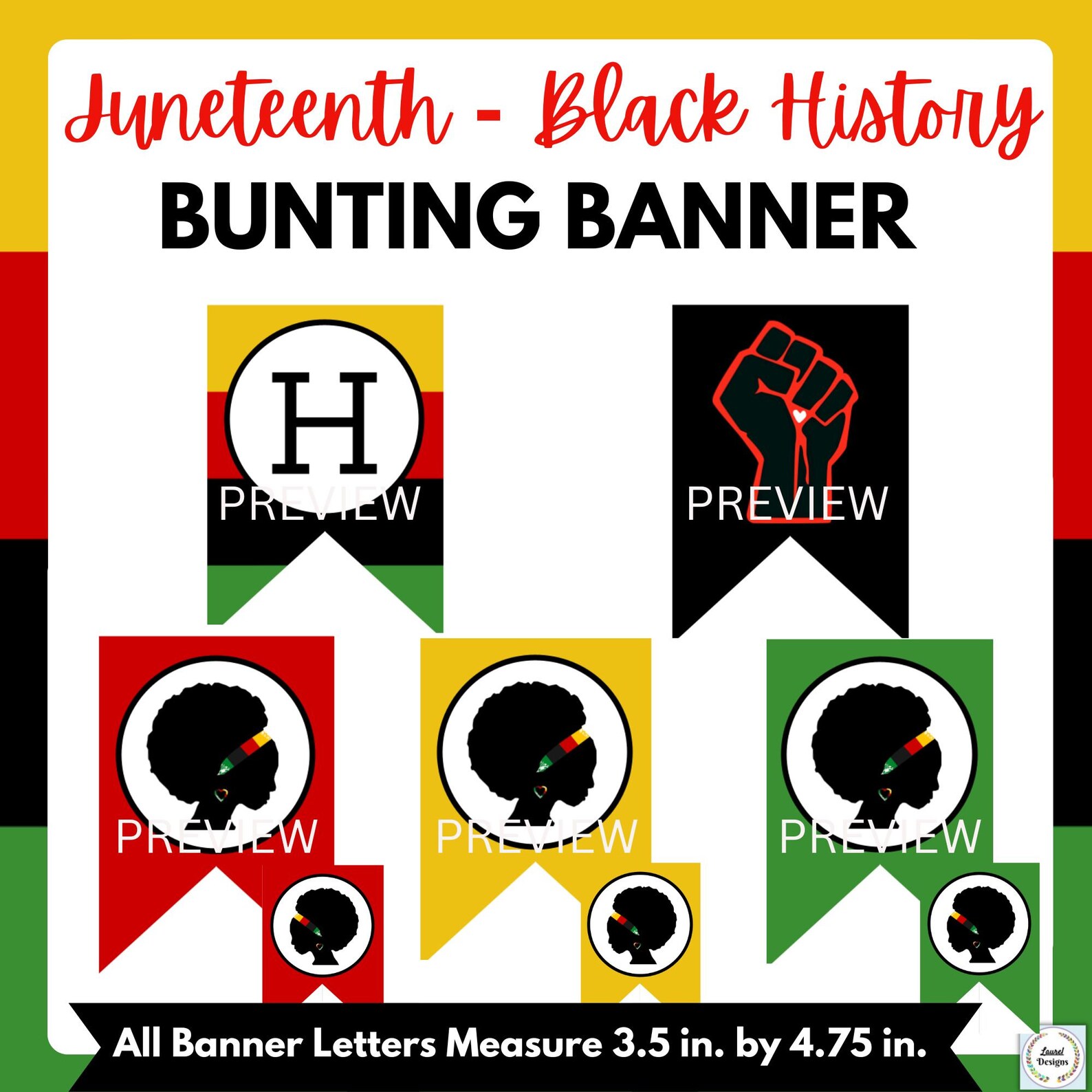 Juneteenth Bunting Banner, Black History Month Bunting Banner Letters ...