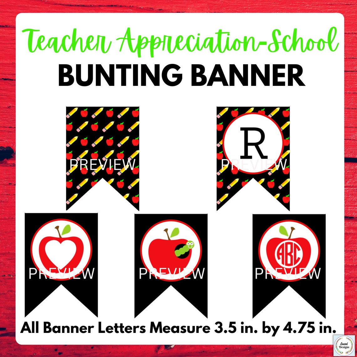 Back to School Bunting Banner, Teacher Appreciation Bunting Banner ...