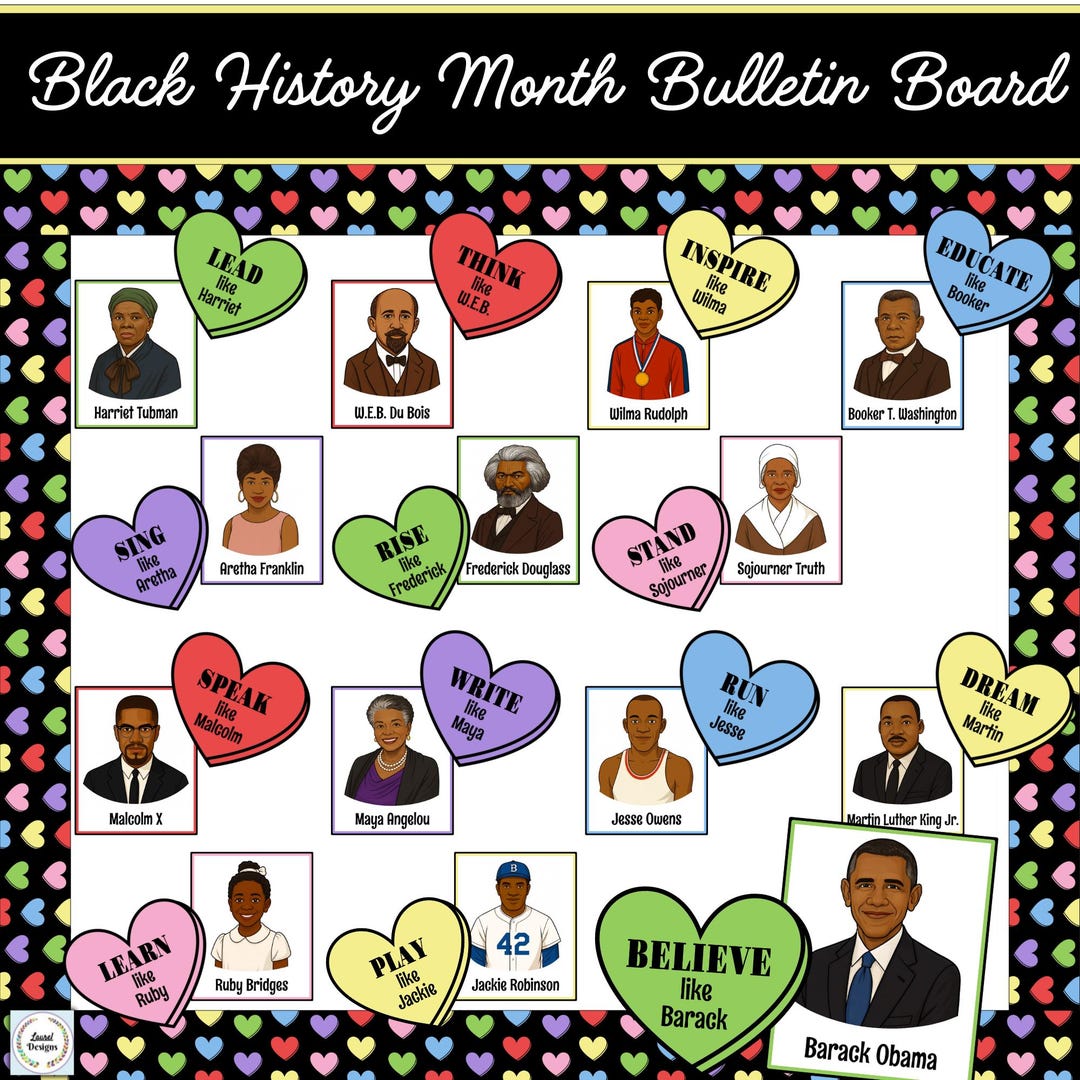 Black History Month Bulletin Board Kit, Black History Month Valentine's ...