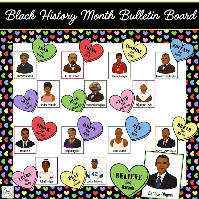 Black History Month Bulletin Board Kit, Black History Month Valentine's ...