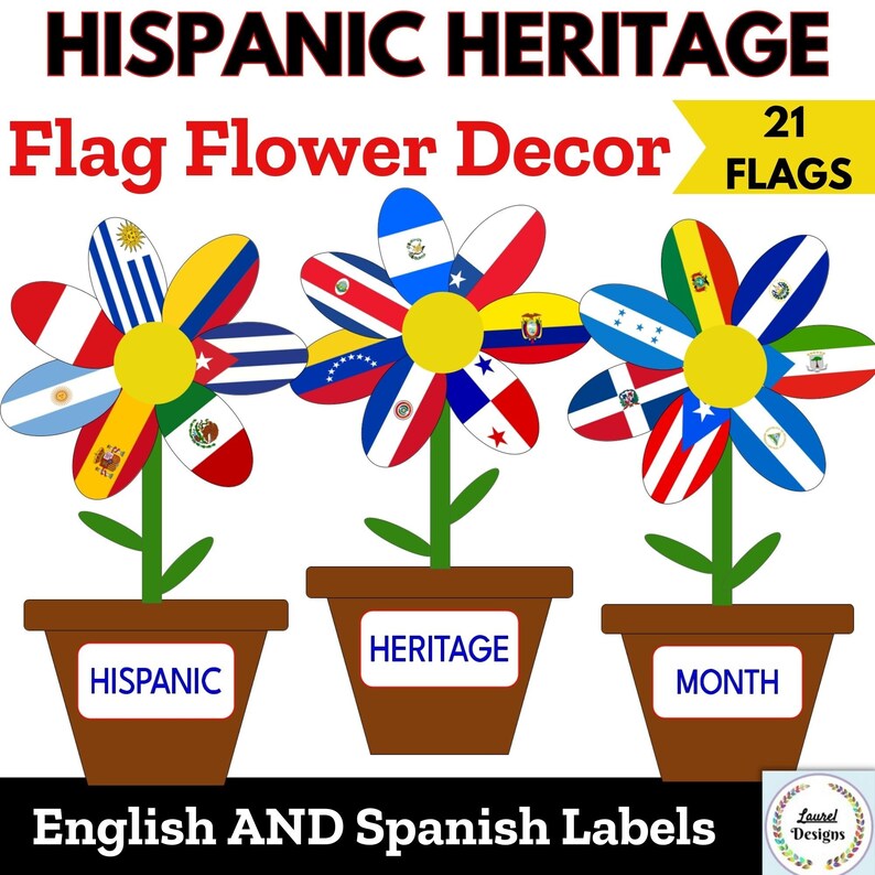 Hispanic Heritage Month Flag Flowers, Mes De La Herencia Hispana, Door ...