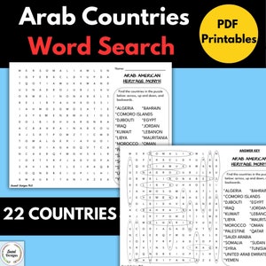 Printable Arab American Heritage Month Worksheets. Puzzles, Word Search ...