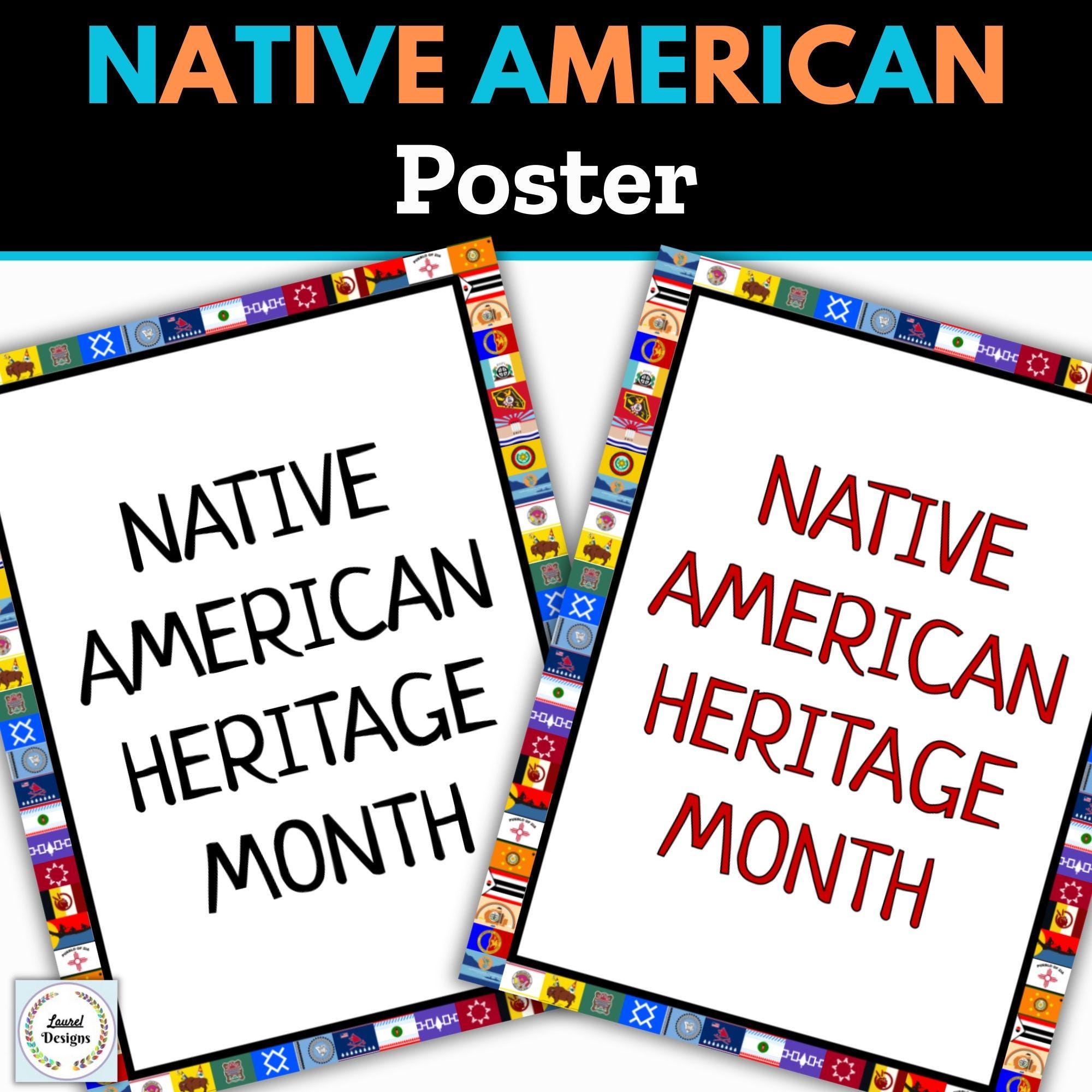 Native American Heritage Month Flag Hearts Printables, Bulletin Board ...