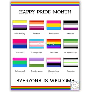 Printable Pride Month Posters, Everyone is Welcome, LGBTQ, LGBTQIA+ ...