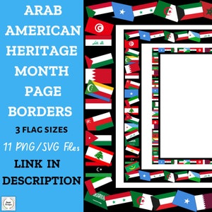 Arab American Heritage Month Flag Hearts Printables Set of 22, Bulletin ...