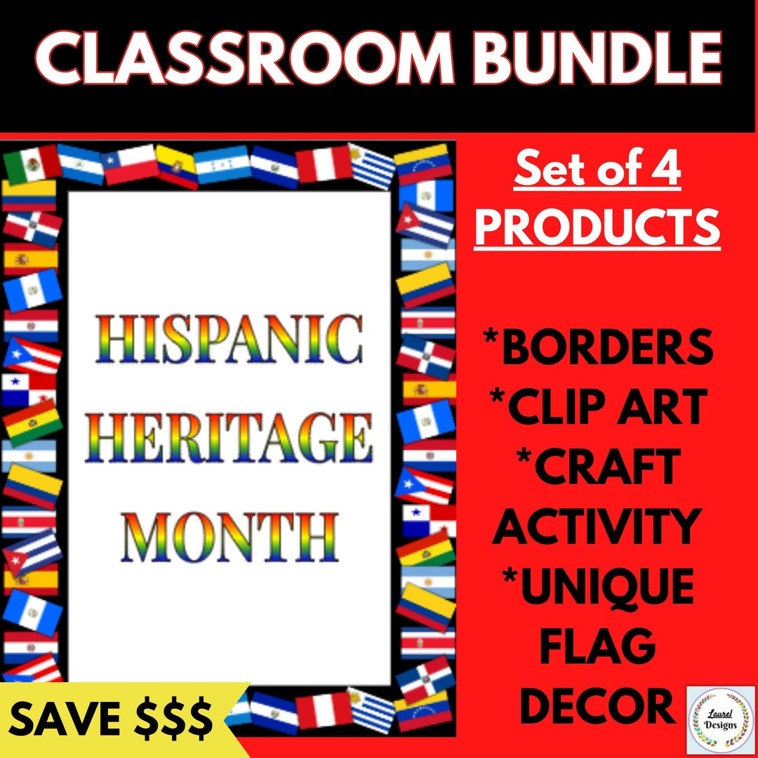 Hispanic Heritage Month Classroom Bundle, Bulletin Board Decor, Clip ...