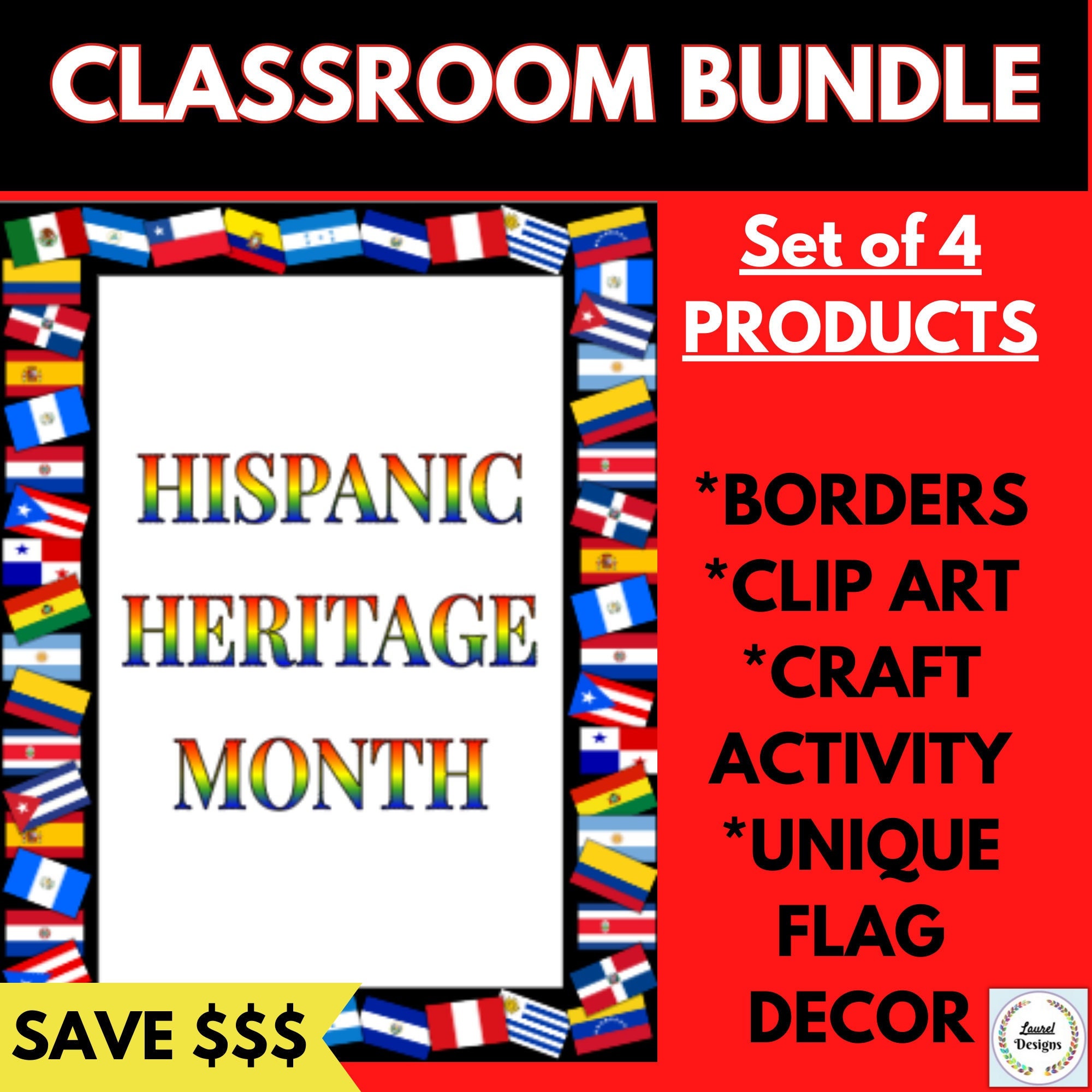 Hispanic Heritage Month Classroom Bundle, Bulletin Board Decor, Clip ...