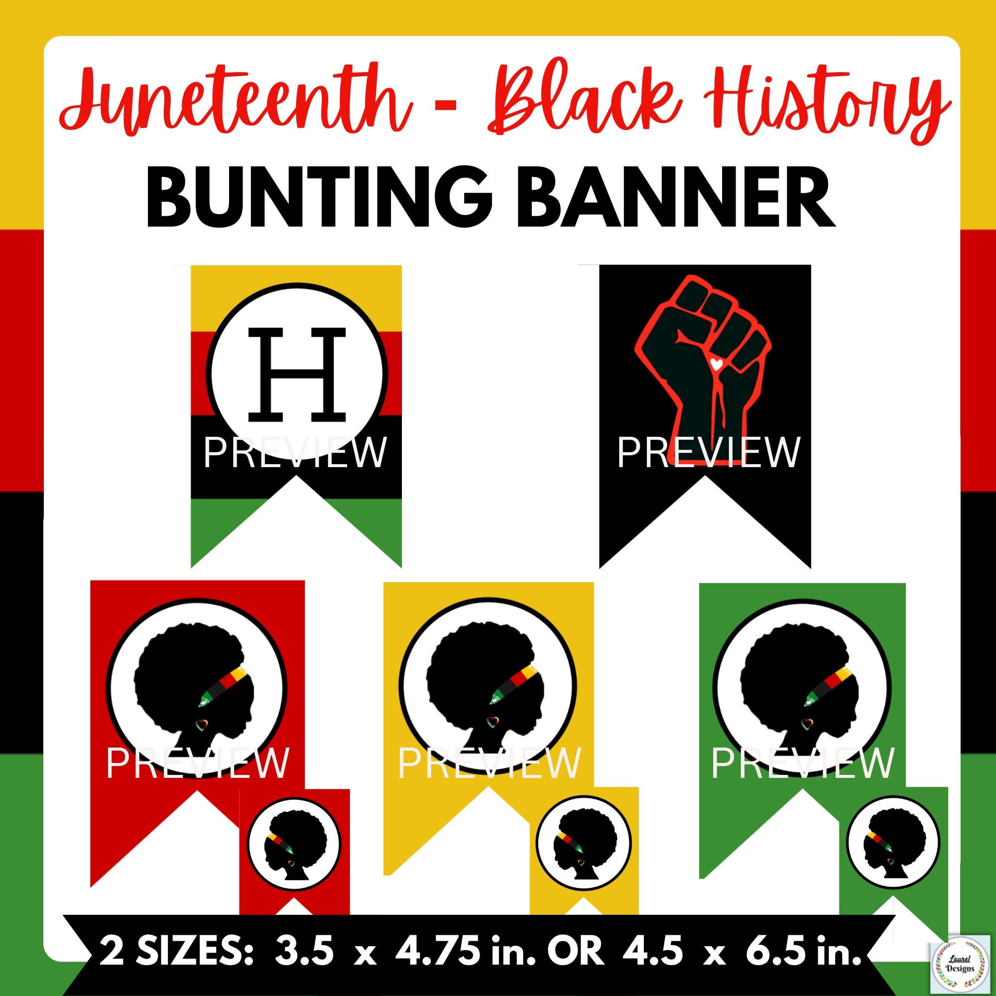 Juneteenth Bunting Banner, Black History Month Bunting Banner Letters ...