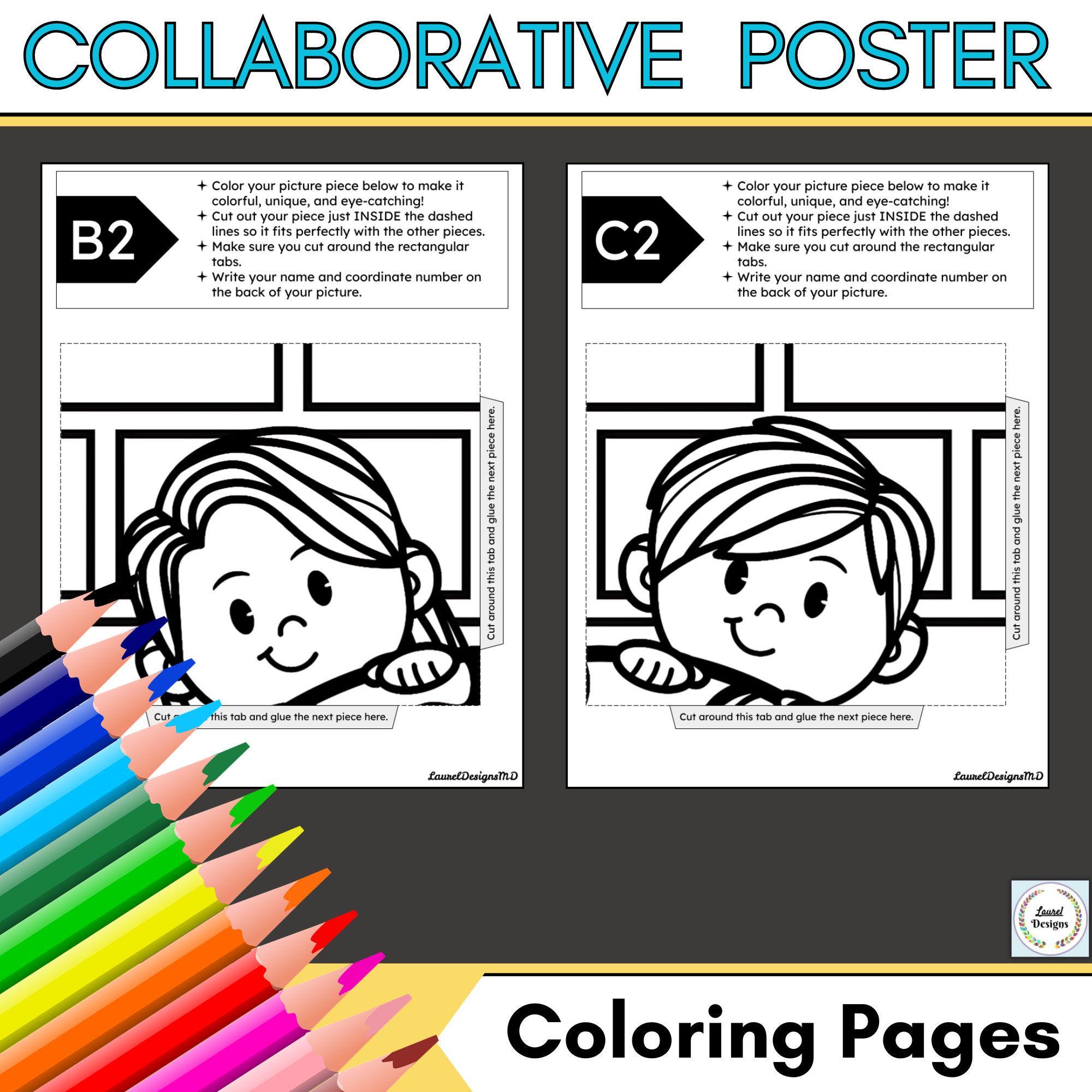 All Are Welcome Collaborative Coloring Poster, Collaboration Poster ...