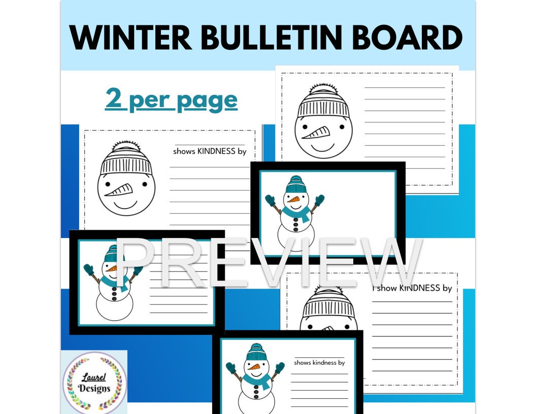 Winter-snowman Bulletin Board, Kindness Theme, It's Cool to Be Kind ...