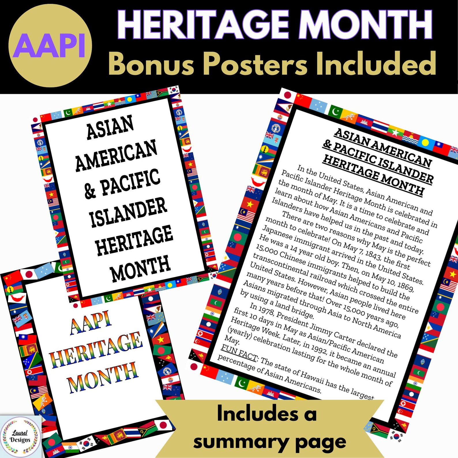 AAPI, Asian American & Pacific Islander Heritage Month Flag Hearts ...