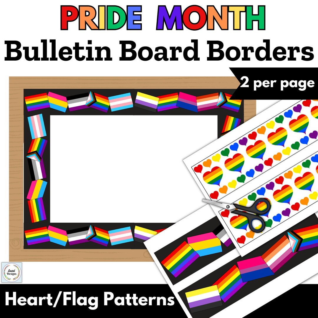 Pride Month Bulletin Board Borders, LGBTQ, Rainbow Flags, Rainbow ...