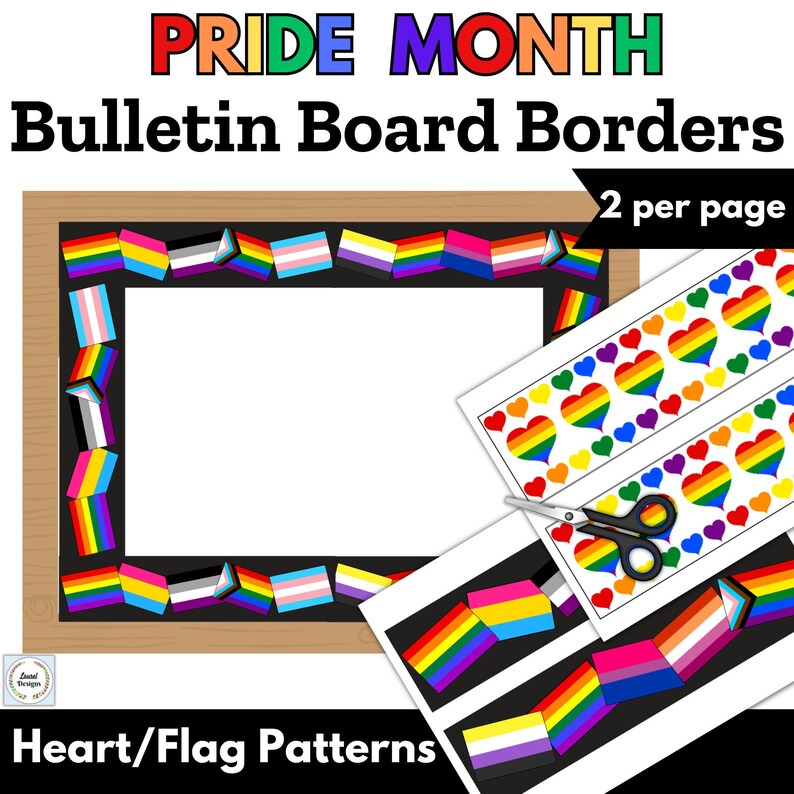 Pride Month Bulletin Board Borders, LGBTQ, Rainbow Flags, Rainbow ...