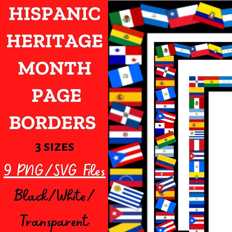 Spanish Flag Borders Hispanic Heritage Month Flag Borders Clip Art ...