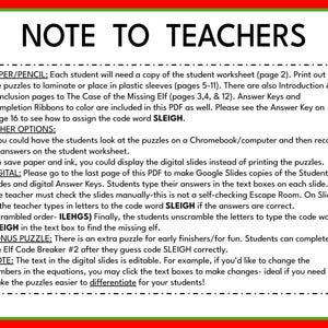 Christmas Escape Room, Elf Escape Room, Holiday Puzzles, Math Puzzles ...