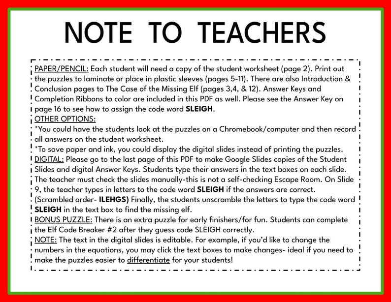 Christmas Escape Room, Elf Escape Room, Holiday Puzzles, Math Puzzles ...