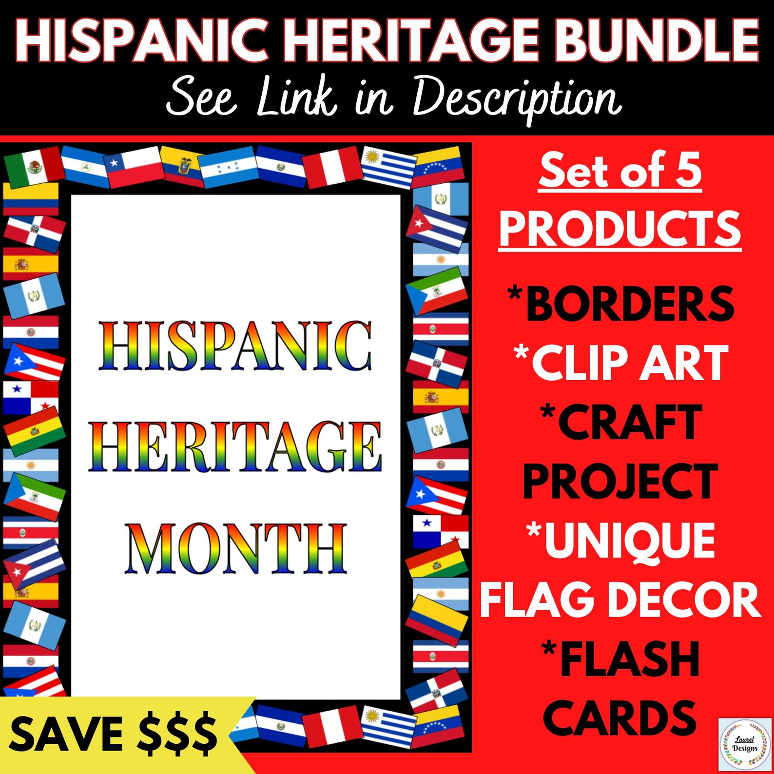 Hispanic Heritage Month Flag Bulletin Board Borders, Spanish Flag ...