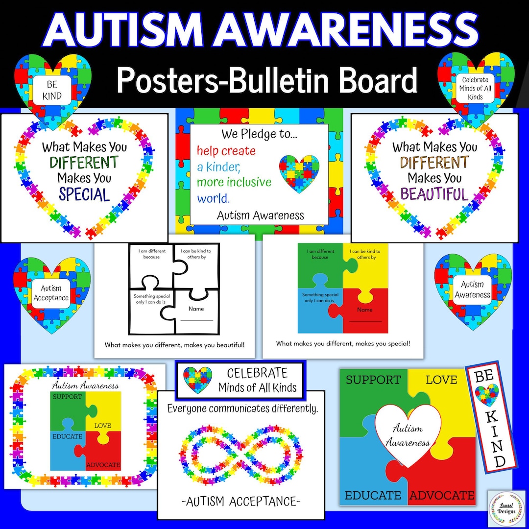 Autism Awareness Bulletin Board, Poster Set, Student Worksheet ...