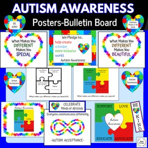 Autism Awareness Bulletin Board, Poster Set, Student Worksheet ...