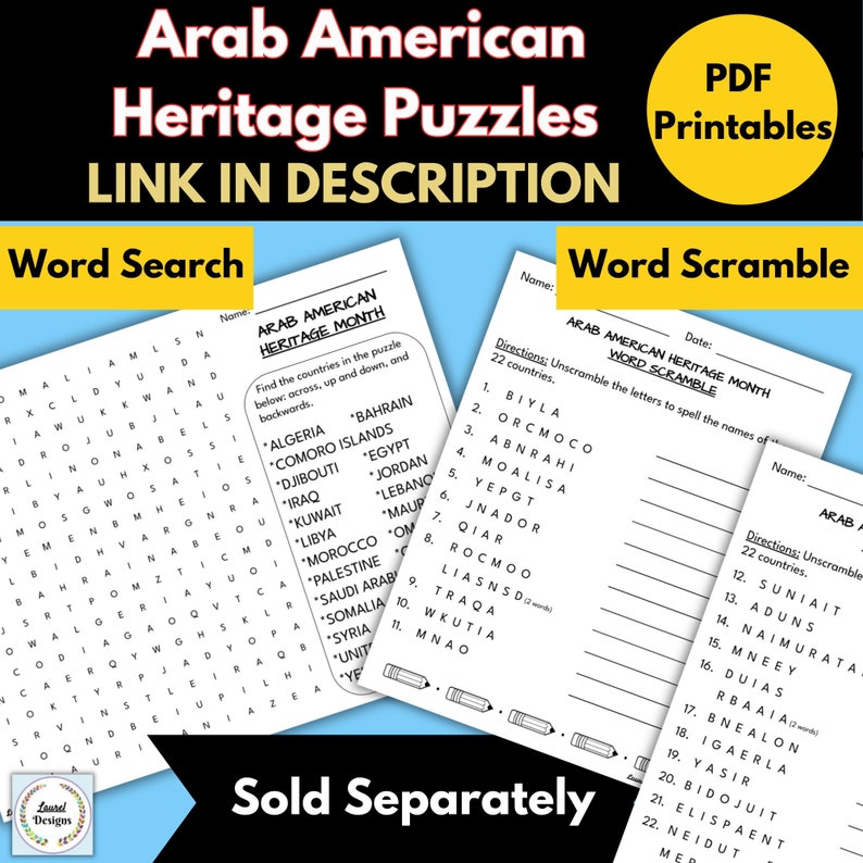 Arab American Heritage Month Flag Hearts Printables Set of 22, Bulletin ...