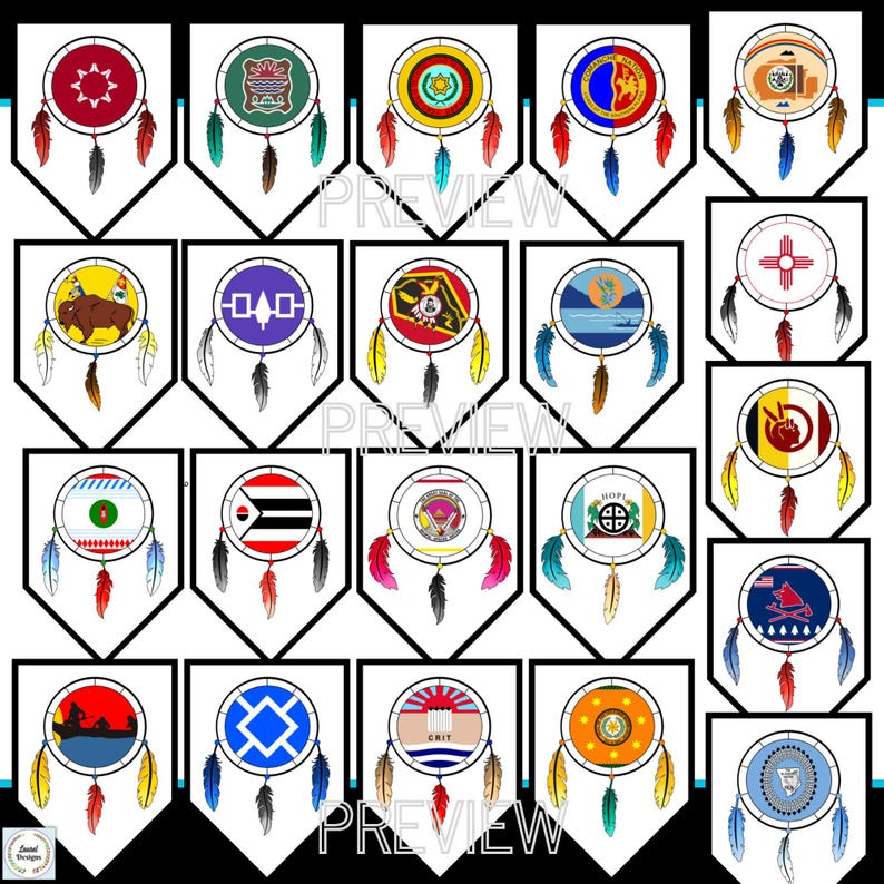 Native American Heritage Month Tribe Banners, Pennants, Flags, Bulletin ...