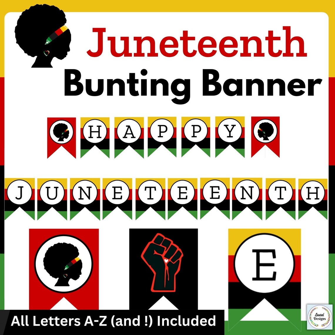 Juneteenth Bunting Banner, Black History Month Bunting Banner Letters ...