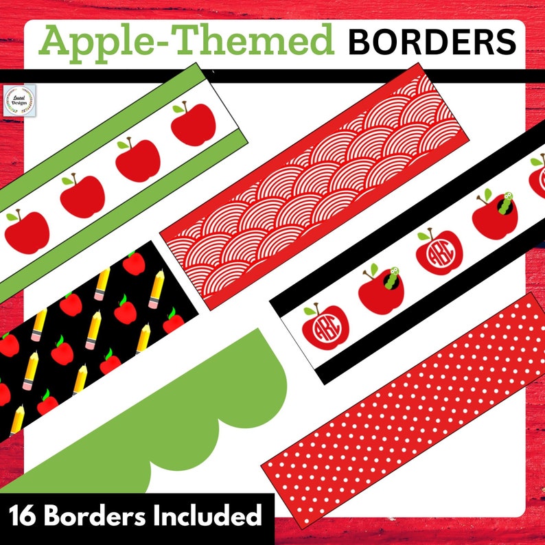 Printable Apple Bulletin Board Borders, Back to School Borders, Apple ...