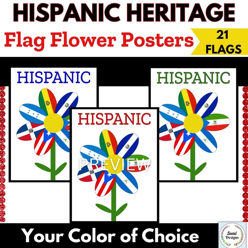 Hispanic Heritage Month Flag Posters, Mes De La Herencia Hispana ...