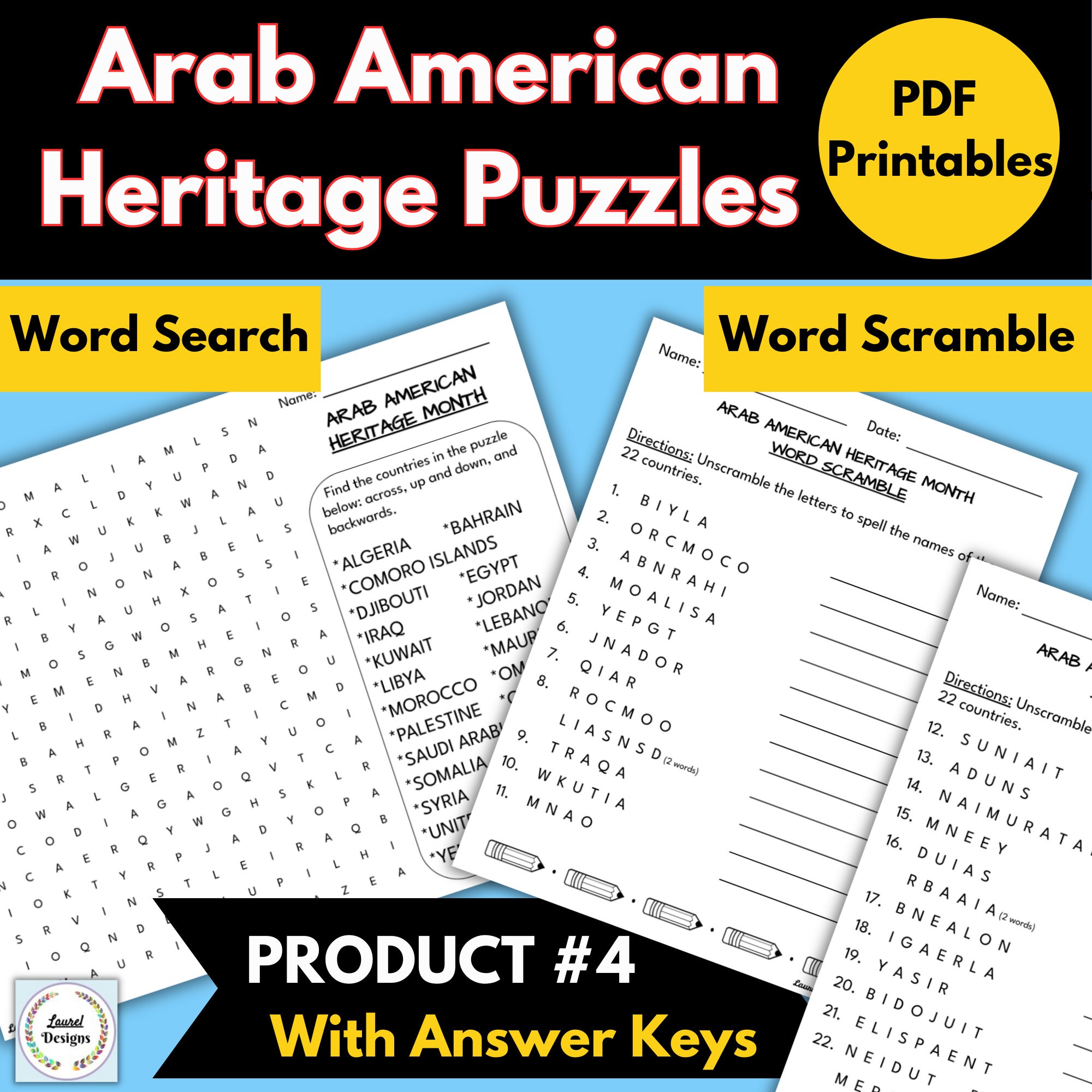 Arab American Heritage Month Bundle, Bulletin Board Decor, Flag Theme ...