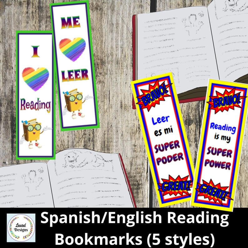 English/spanish/bilingual Reading Bookmarks- 5 Styles/ Ell/read Across ...