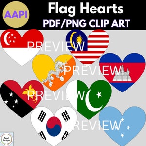 AAPI, Asian American & Pacific Islander Heritage Month Flag Hearts ...