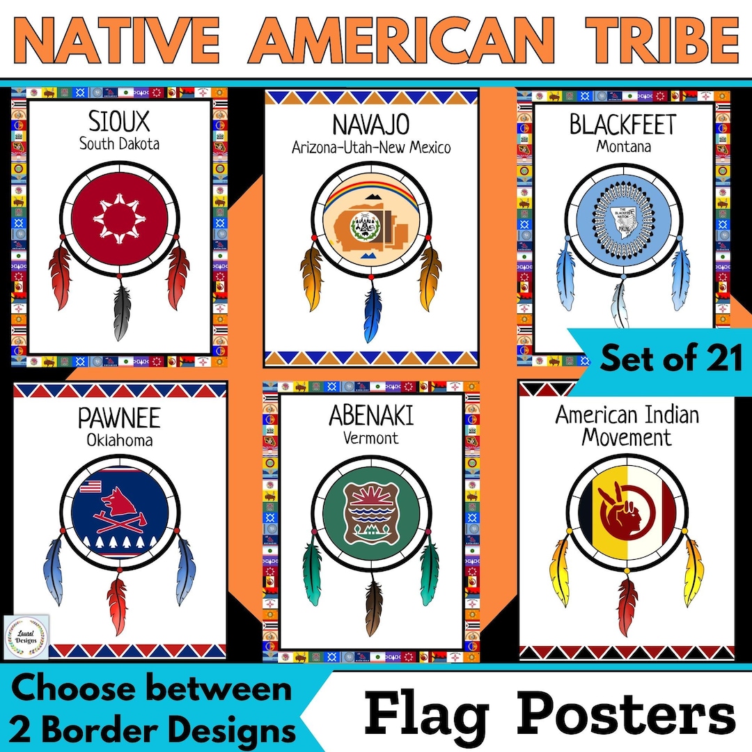 Native American Heritage Month Tribe Posters, Tribe Flags, Bulletin ...